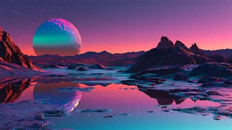 Premium Photo Abstract Lunar Oasis In The Desert With A Stunning Pink