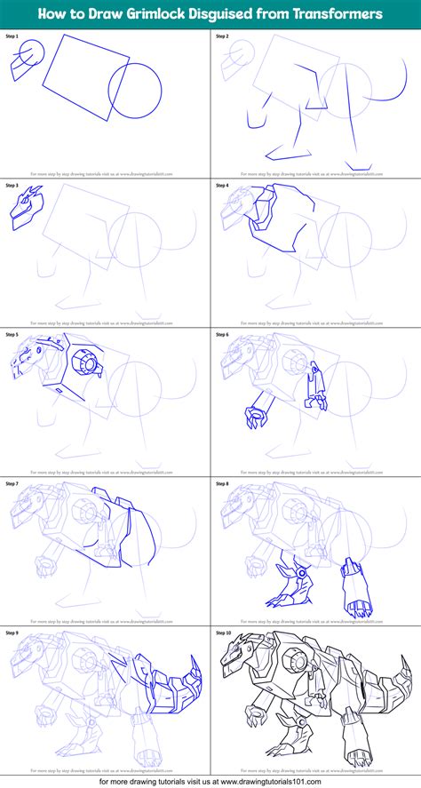 How To Draw Grimlock Disguised From Transformers Transformers Step By Step