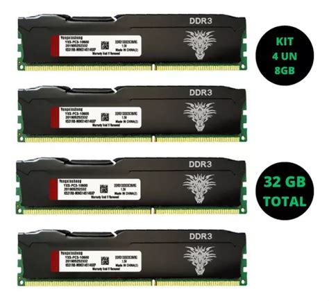 Kit 4x8gb Memória Ddr3 Ram Com Dissipador Total 32gb Parcelamento Sem Juros