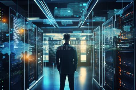 Internet Business And Digital Network Technology And Data Center Cyber Security With Engineers