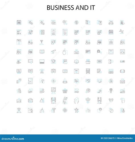 Business And It Icons Signs Outline Symbols Concept Linear Illustration Line Collection Stock