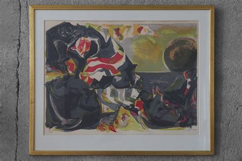 Bata Mihailović Horisont 1976 Color Lithography Framed For Sale At