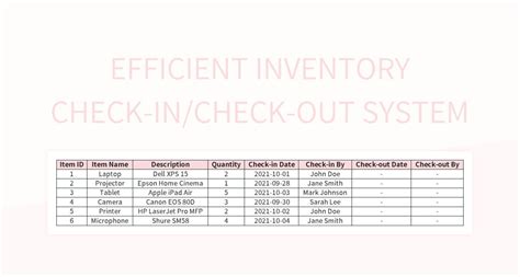 Efficient Inventory Check In Check Out System Excel Template And Google Sheets File For Free