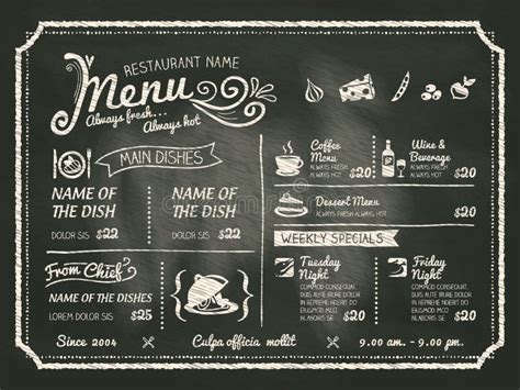 Vector Chalk Menu Stock Vector Illustration Of Menu 44831234