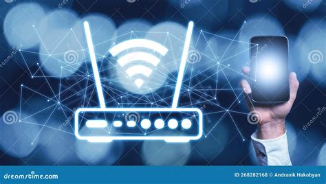 Human Showing A Wifi Router And Network Stock Photo Image Of Wireless Access
