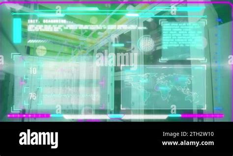 Animation Of Interface With Data Processing And White Spots Floating