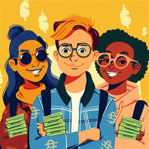 Jóvenes Empresarios Confiados Y Exitosos Con Pilas De Dinero En Estilo
