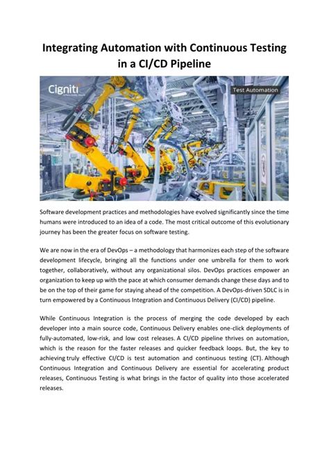 PPT Integrating Automation With Continuous Testing In A CI CD Pipeline PowerPoint Presentation