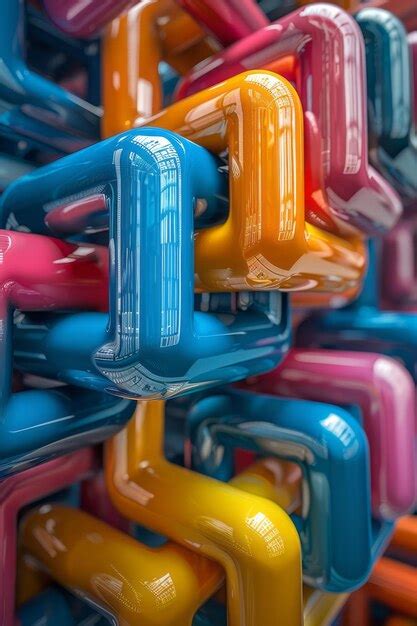 Interlocking 3d Cubes In Bright Primary Colors Forming A Complex