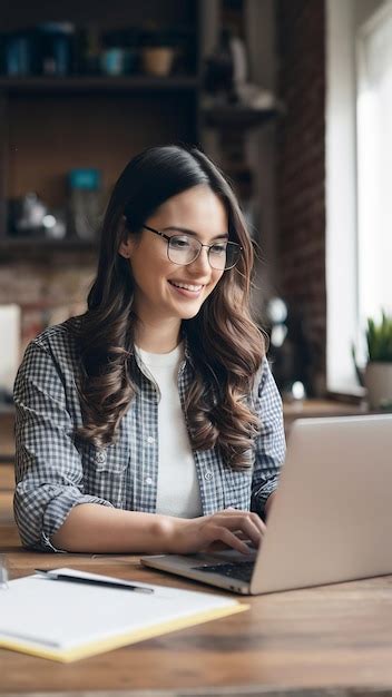 Attractive Young Female Designer Working Remotely Updating Website