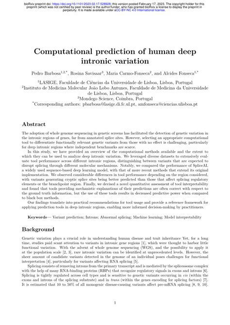 Pdf Computational Prediction Of Human Deep Intronic Variation