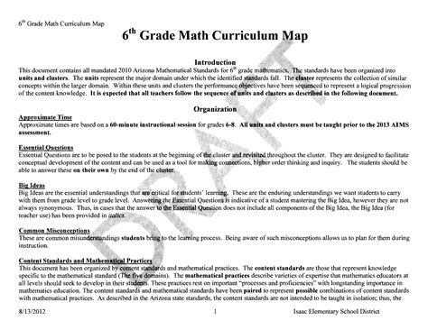6th Grade Math Curriculum Map Pdf