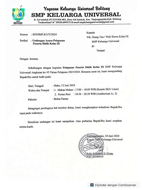 Undangan Pelepasan Peserta Didik Angkatan Vi Pdf