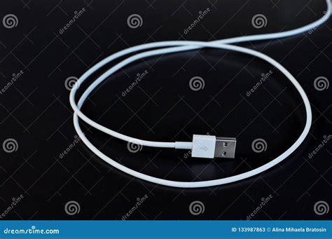 White Data Cable Connector With Usb On Black Background Stock Image Image Of Sign Accessory