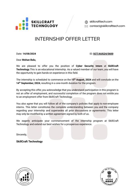 mohan balu on linkedin cybersecurity internship