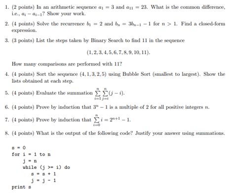 Solved 1 2 Points In An Arithmetic Sequence A13 And