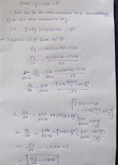 Prove That Derivative Of Cosx Is Sinx