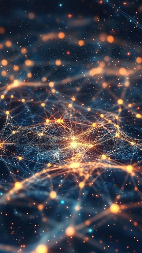 Abstract Glowing Network With Interconnected Nodes In Blue Stock Image Image Of Technology