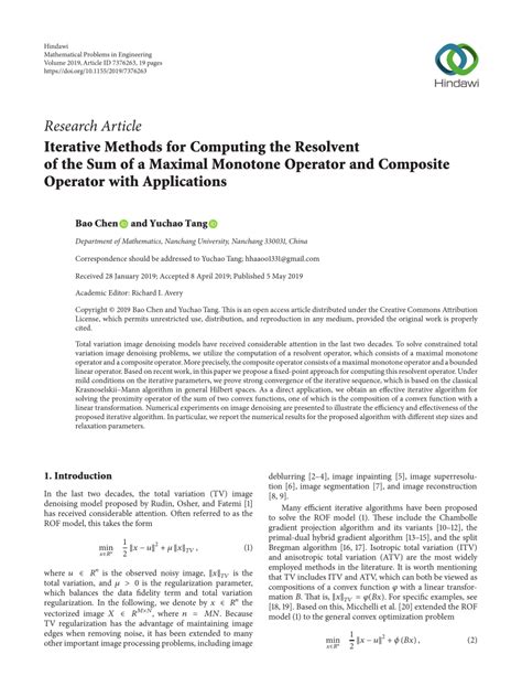 Pdf Iterative Methods For Computing The Resolvent Of The Sum Of A Maximal Monotone Operator