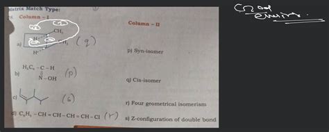 Matrix Match Type 8 Column Icolumn Iia Q P Syn Isomerb P