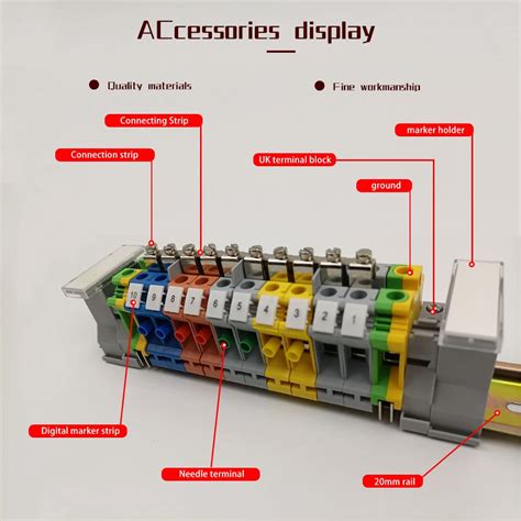 JINXM DIN Rail Terminal Blocks Kit UK N Electrical Connectors Connector Block Wire Connectors