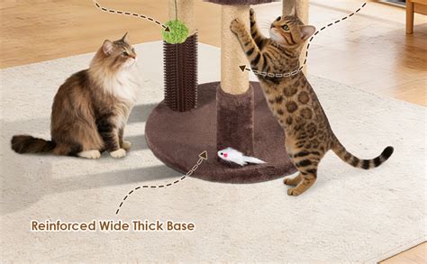 Pawalaya 21” Tall Cat Scratching Post With Plush Cat Bed