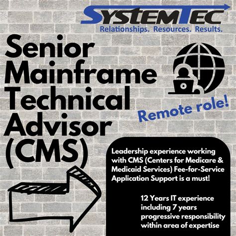 Systemtec On Linkedin Mainframe Technicaladvisor Itjobs Cms Healthcareit Cmstech