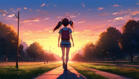 A Giant Anime Girl In Headphones And … — Image Created In Shedevrum
