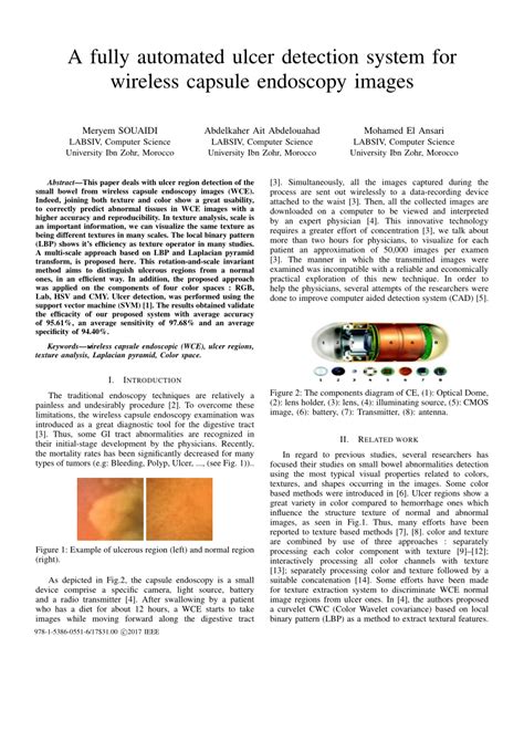 Pdf A Fully Automated Ulcer Detection System For Wireless Capsule