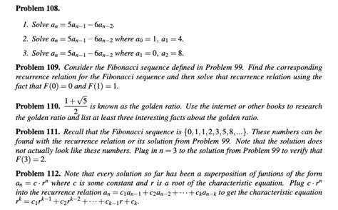 Solved Problem 108 Solve An Equation Of The Form San 1 6an Where A0