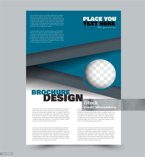 비즈니스 전단지 서식 파일 A4 크기입니다 브로셔 디자인입니다 연례 보고서 커버입니다 벡터 일러스트입니다 블루 색상입니다 0명에 대한 스톡 벡터 아트 및 기타 이미지
