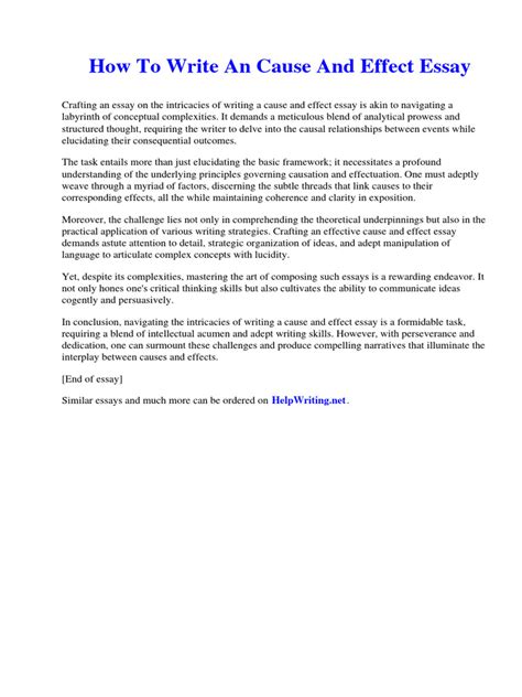How To Write An Cause And Effect Essay Pdf Causality Genome
