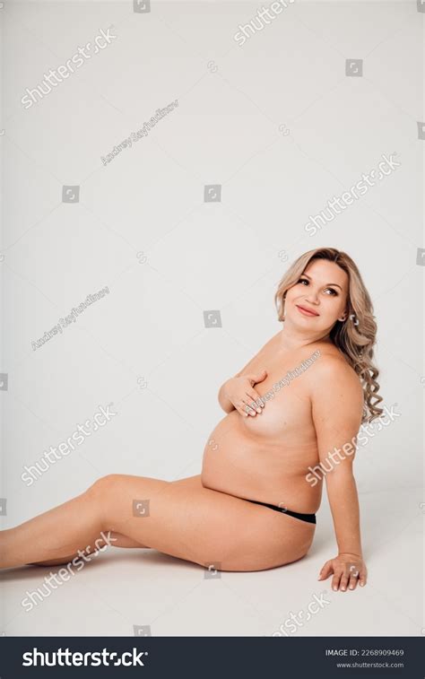 Naked Pregnant Blonde Against Background White Stock Photo Shutterstock
