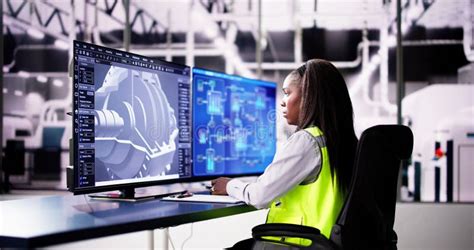 Engineer Doing 3d Cad Model Design On Computer Stock Image Image Of