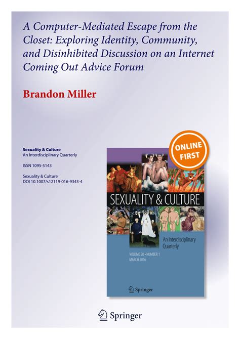 PDF A Computer Mediated Escape From The Closet Exploring Identity Community And