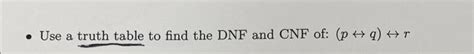 Solved Use A Truth Table To Find The DNF And CNF Of Chegg