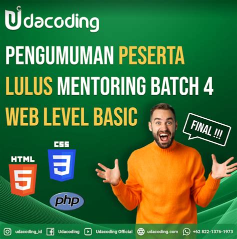 pengumuman lulus tahap 3 beasiswa mentoring web basic batch 4 udacoding