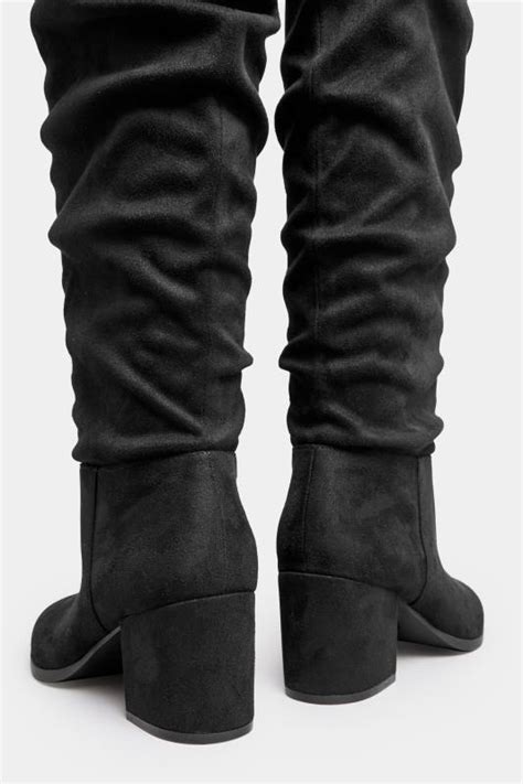 Limited Collection Curve Black Slouch Knee High Boots In Extra Wide Eee