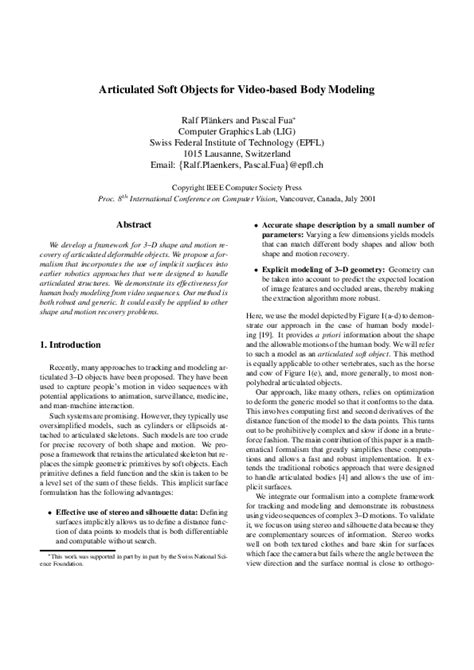 pdf articulated soft objects for video based body modeling
