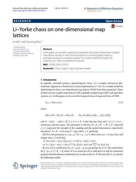 Pdf Liyorke Chaos On One Dimensional Map Lattices