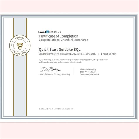 Dharshini Manoharan On Linkedin Sql Linkedinlearning