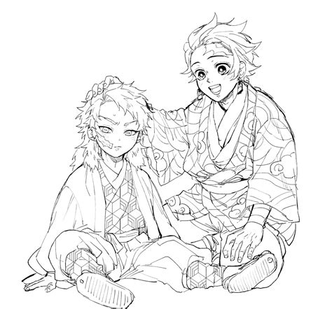 Tanjiro Ja Ystävä Värityskuva Lataa Tulosta Tai Väritä Verkossa Ilmaiseksi
