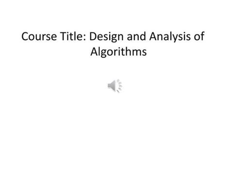 Introduction To Algorithms And Datastructure Ppt