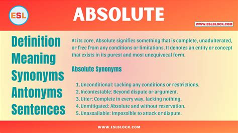 Absolute Definition Meaning Synonyms Antonyms Sentences English As A Second Language