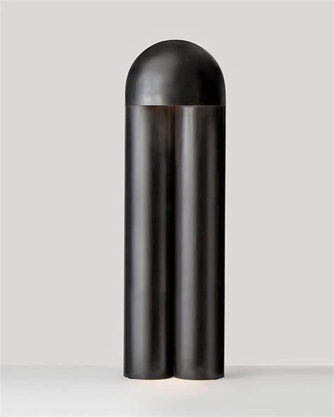 Contemporary Burnt Brass Sculpted Floor Lamp Monolith By Paul Matter