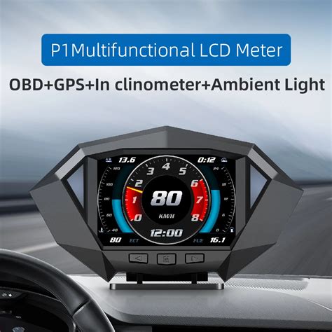 자동차 Obd2 Gps Hud 헤드 업 스마트 디지털 속도계 디스플레이 미터 게이지 모두 하나의 수온 연료 티몬
