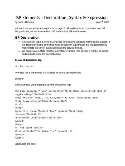 11b Jsp Elements Pdf Computer Science Software