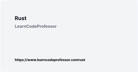 Rust Learncodeprofessor