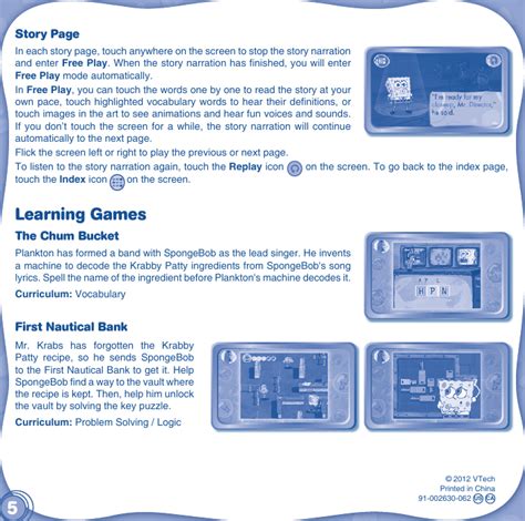 Vtech Innotab Software Spongebob Squarepants Owners Manual