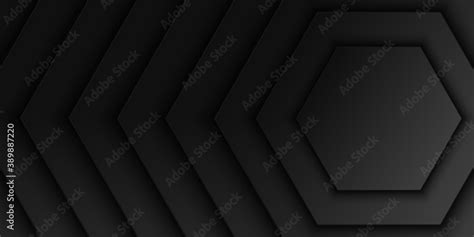 Abstract Black Hexagonal Overlap Layer Background Hexagon Shape Pattern Dark Minimal Design